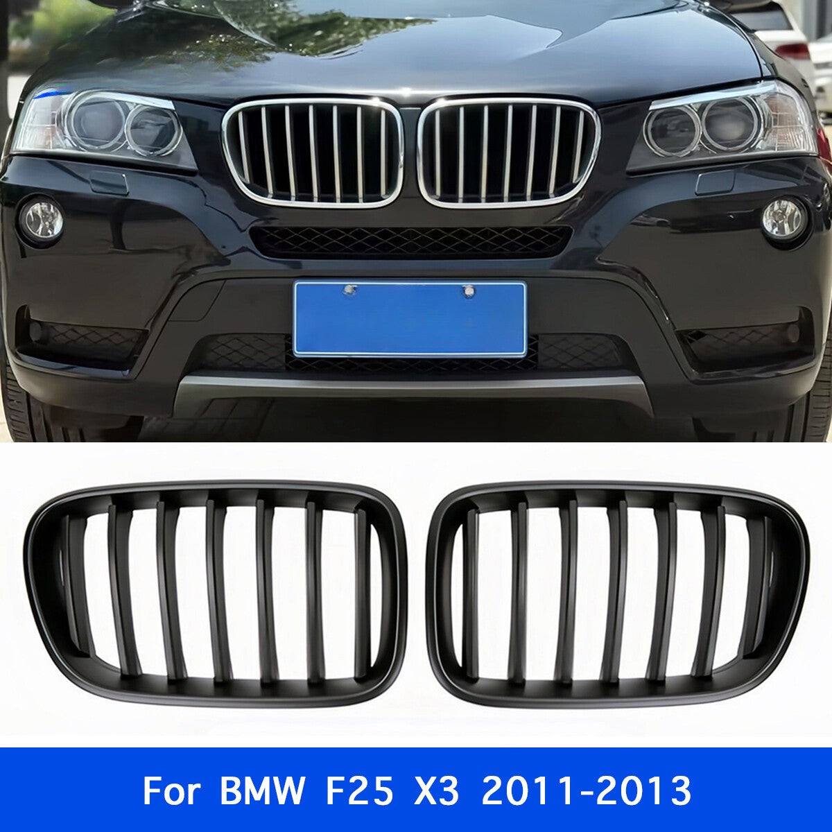 2x Matte Black Single Line Front Bumper Kidney Grill Grille for BMW F2 ...